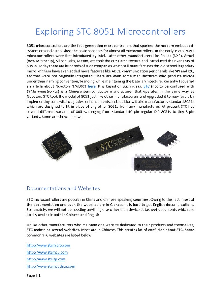 STC 8051 Microcontrollers Overview | PDF | Home & Garden | Computers