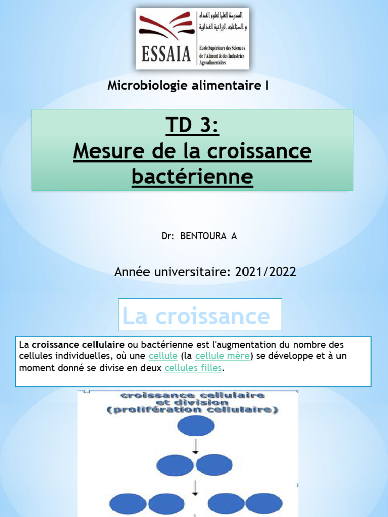La Croissance Bactérienne | PDF | Unité formant des colonies | Cellule ...