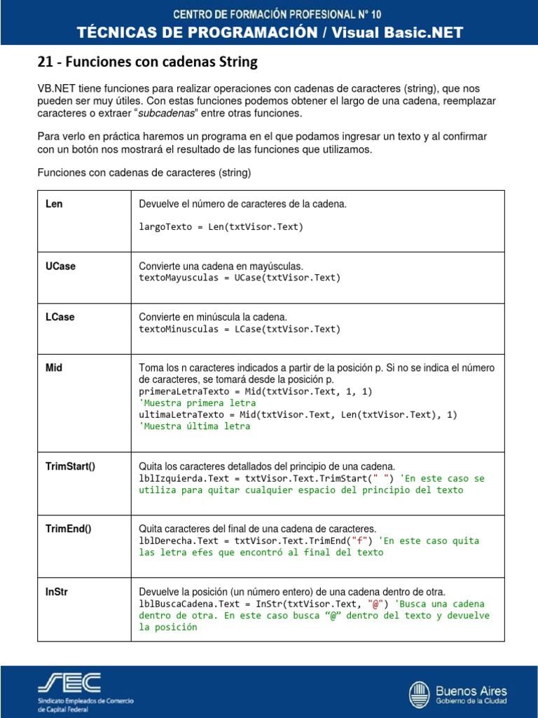 21 - Funciones Con Cadenas String | PDF | Cadena (informática) | Básico