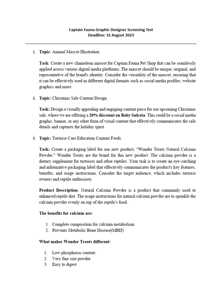 Graphic Designer Screening Test | PDF