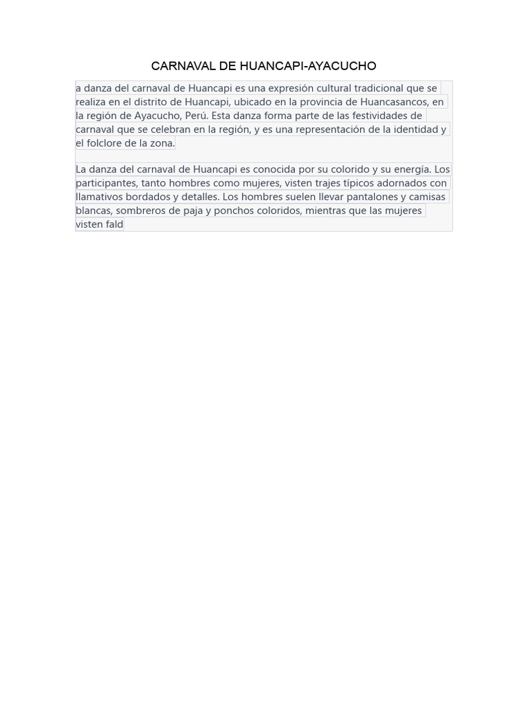 Carnaval de Huancapi | PDF