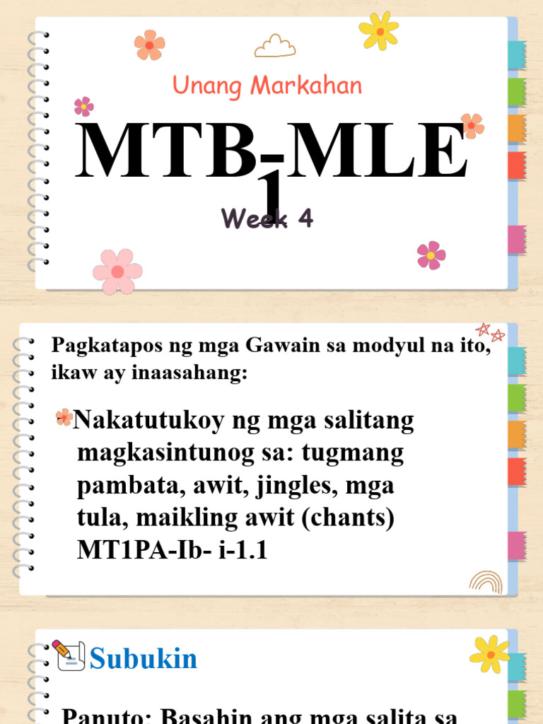 Q1 MTB Week4 Mga Salitang Magkasingtunog | PDF