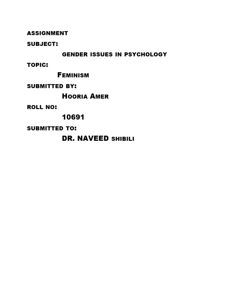 Feminism Assignment 10691 | PDF | Gender Studies | Feminism