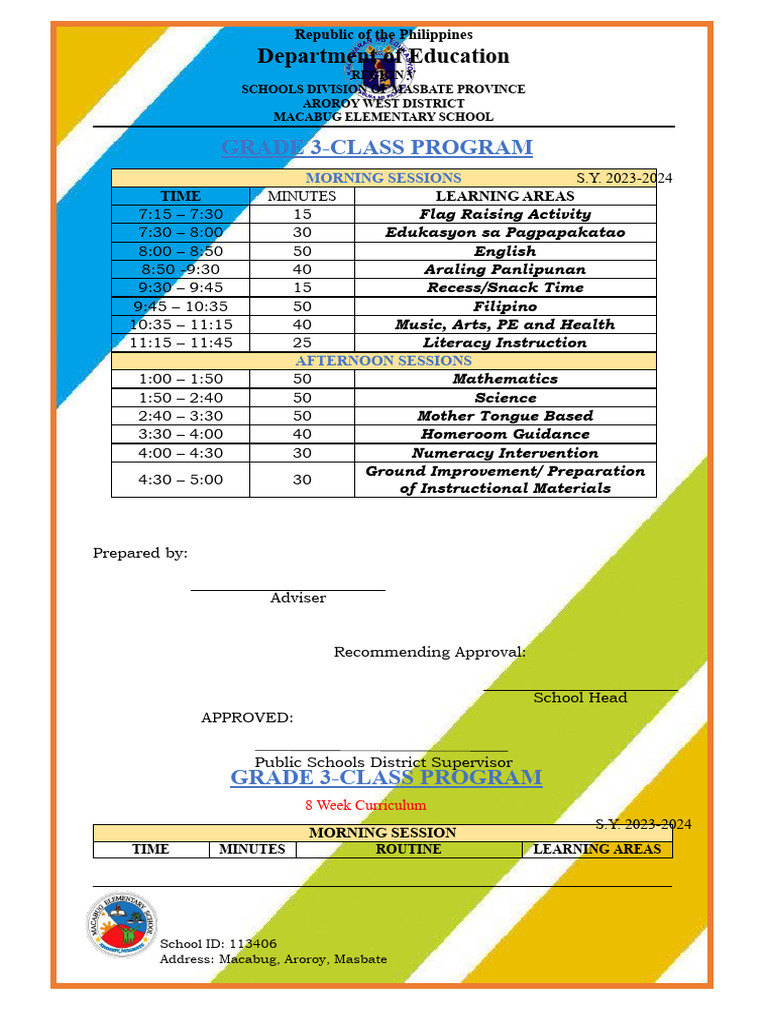 Grade 3 Class Program | PDF