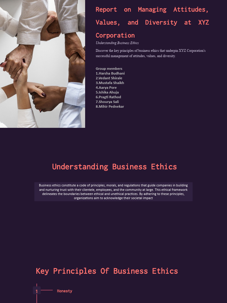 Report On Managing Attitudes Values and Diversity at XYZ Corporation ...