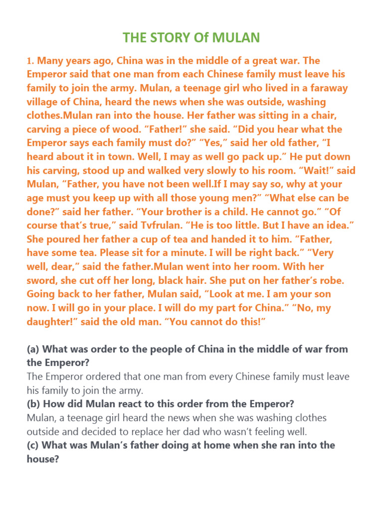 The Story of Mulan | PDF