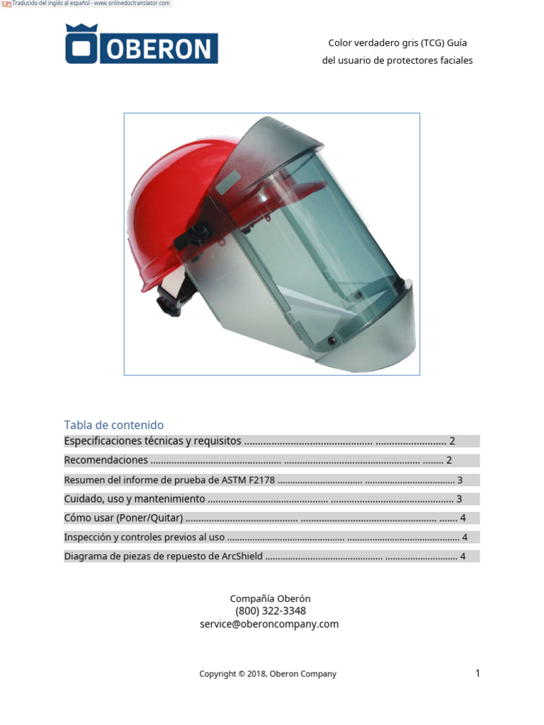 TCG30 Faceshield Users Guide - En.es | PDF
