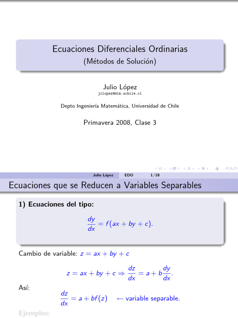 Ecuaciones Diferenciales Ordinarias (Métodos de Solución) | PDF