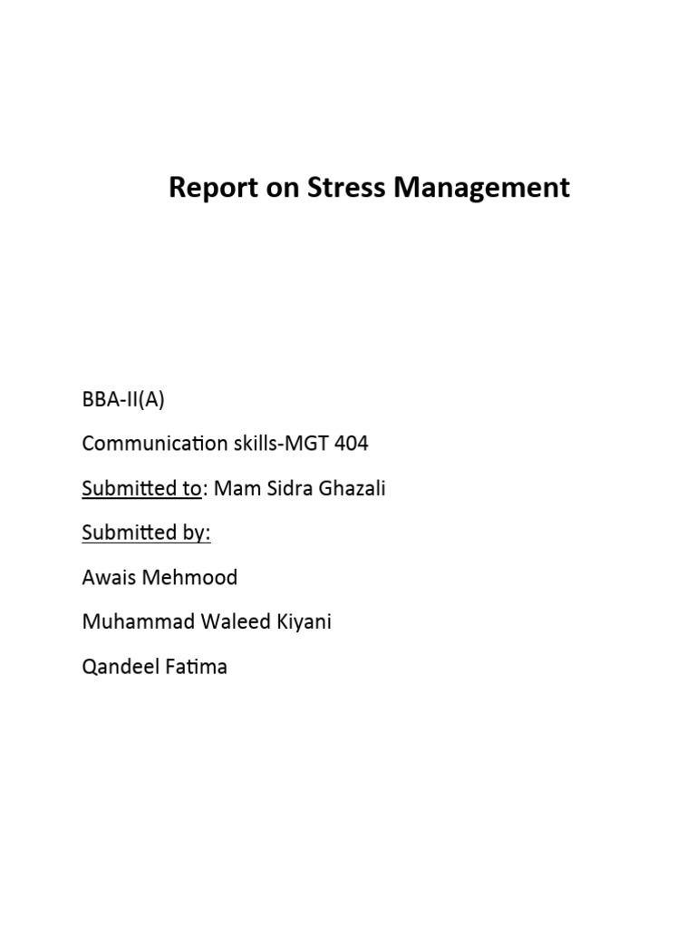 Report On Stress Management | PDF | Career & Growth | Self-Improvement