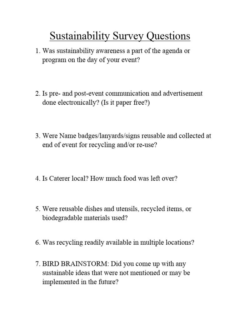 Drive Sustainability Questionnaire – BSBF