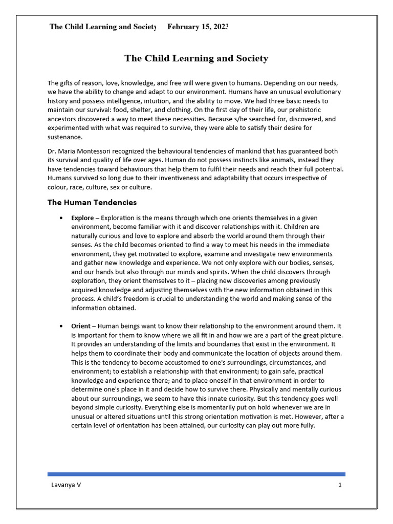 The Child Learning and Society - Lavanya | PDF | Curiosity | Information
