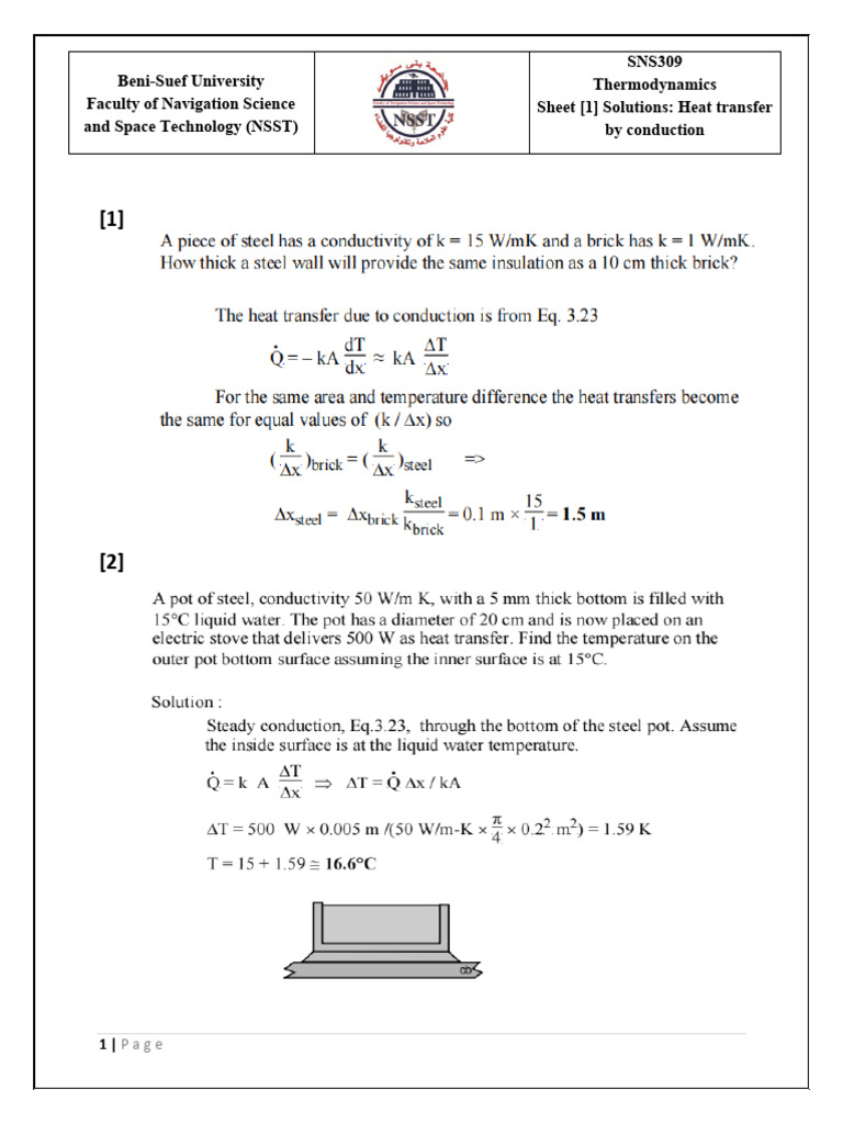 Thermodynamics Sheet 1 Problems Solutions | PDF