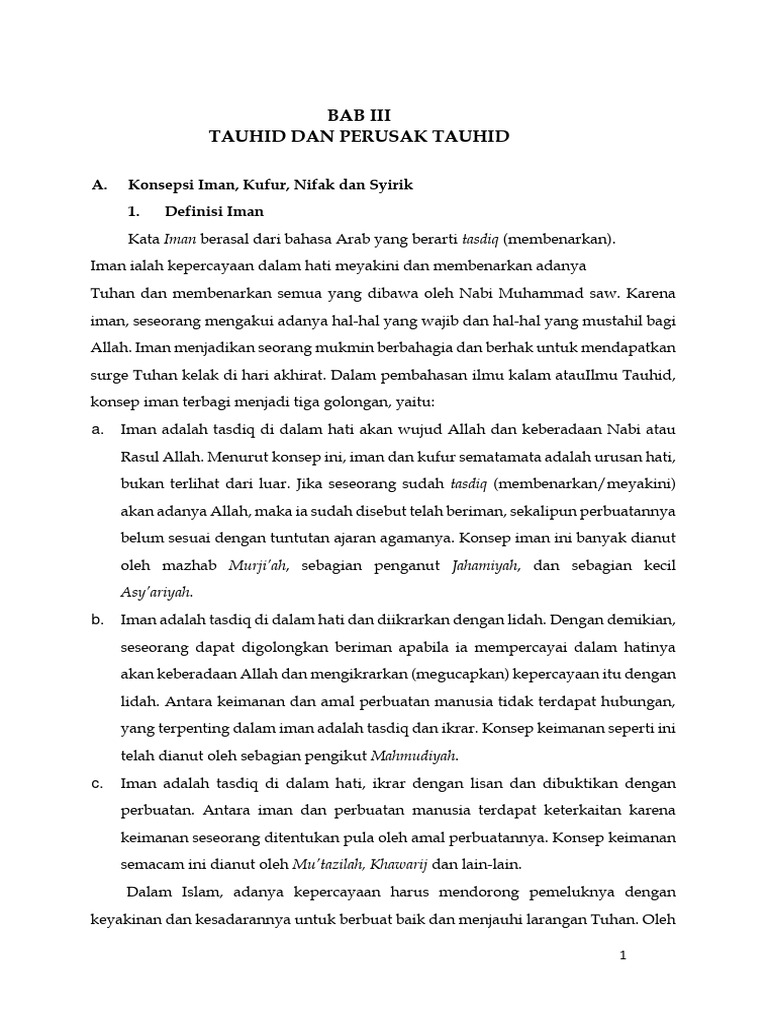 A5-Ilmu Tauhid Pembahasan Tauhid Dan Perusak Tauhid | PDF