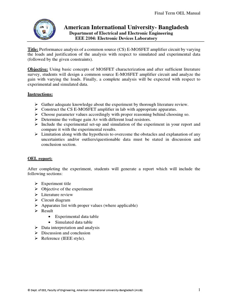 Ed Lab Oel Final Spring 2022 23 Download Free Pdf