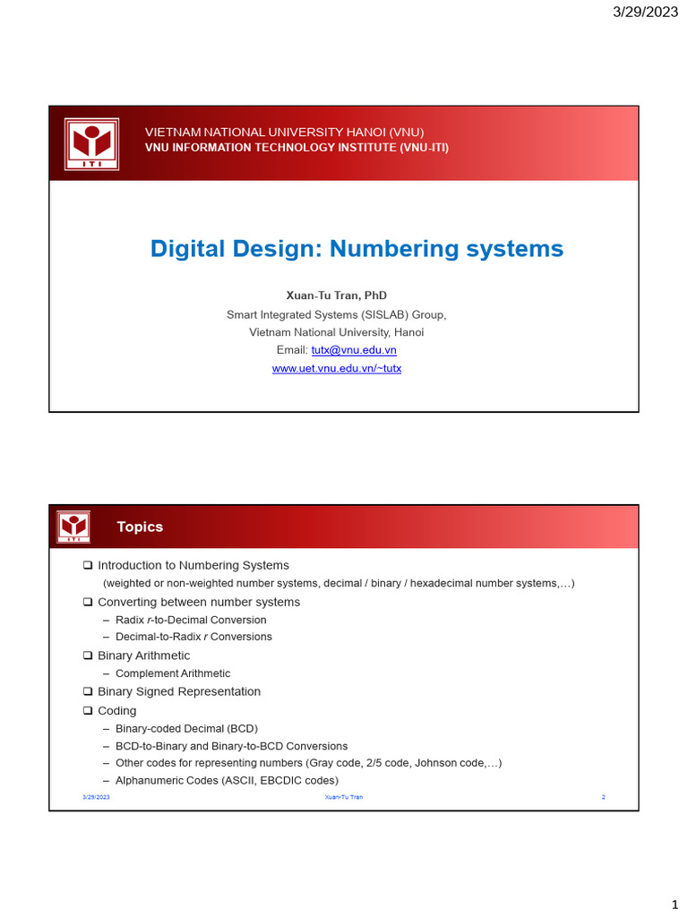 INS3179 Digital Design Lecture 2 Numering Systems | PDF | Binary Coded Decimal | Naming Conventions