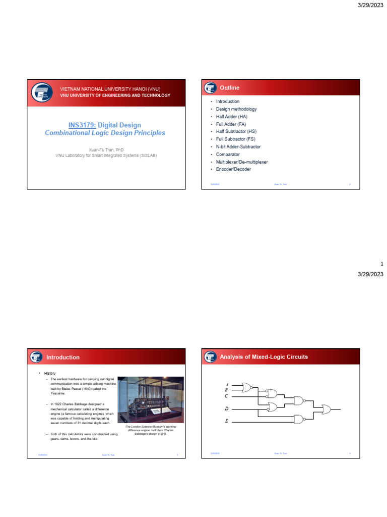INS3179 Digital Design Lecture 6 Combinational Logic Design Principles | PDF | Electronics ...