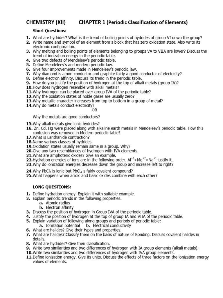 Chapter 1 | PDF | Periodic Table | Hydrogen