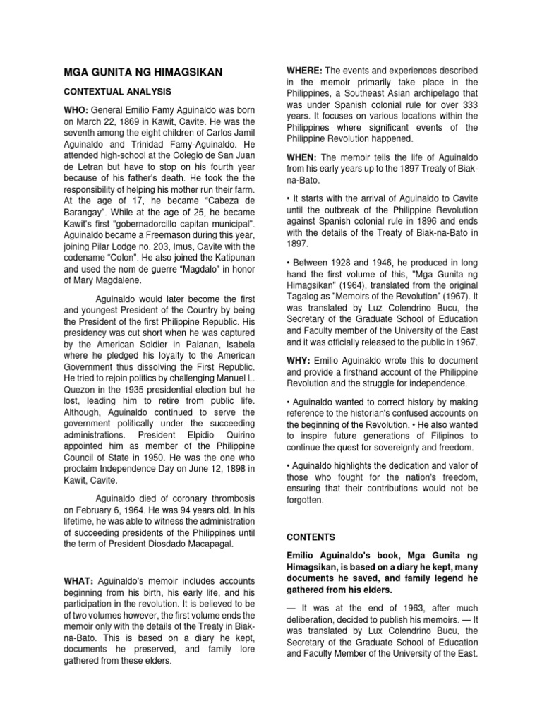 Mga Gunita NG Himagsikan | PDF Mga Gunita NG Himagsikan | PDF