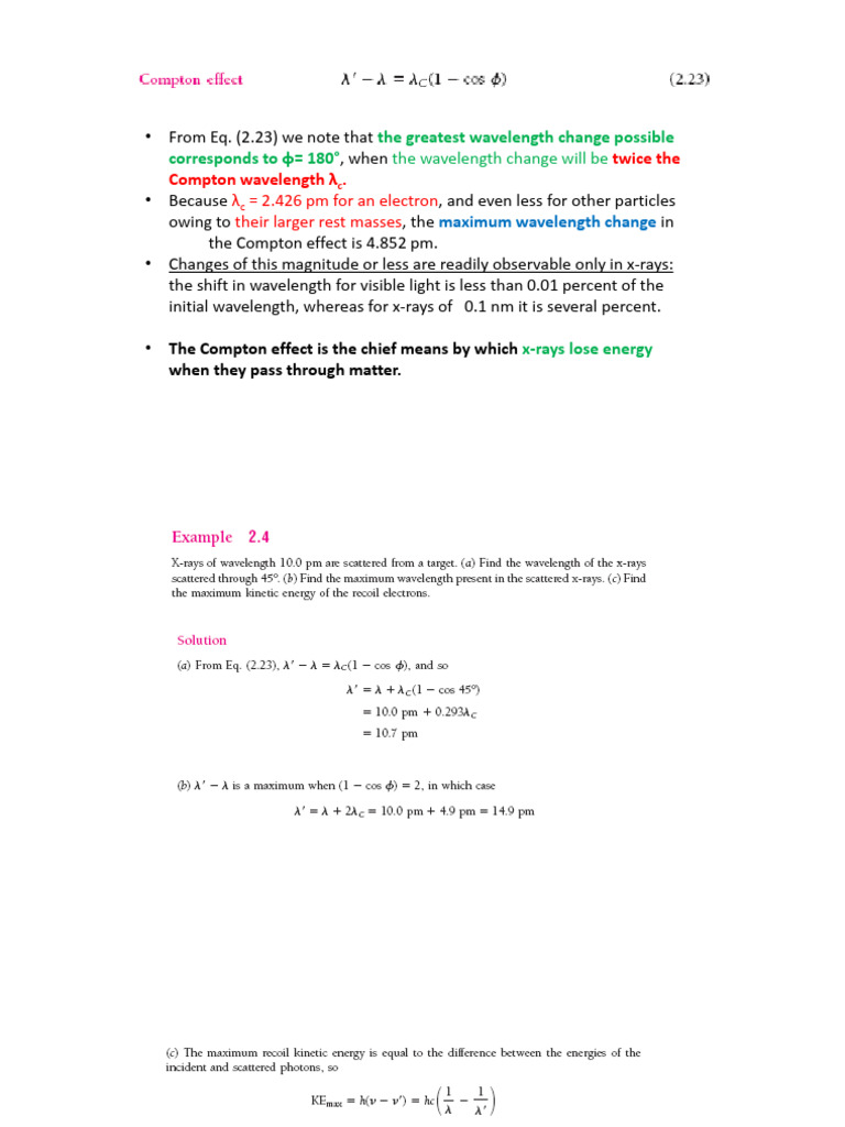 Compton Effect: Wavelength Changes Explained | PDF