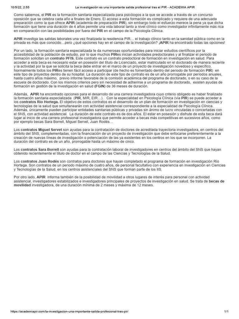 Investigación y PIR | PDF | Sicología