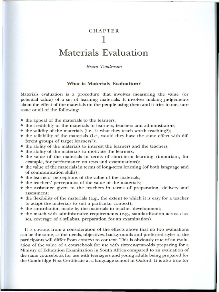 Understanding Materials Evaluation | PDF | Learning | Teachers