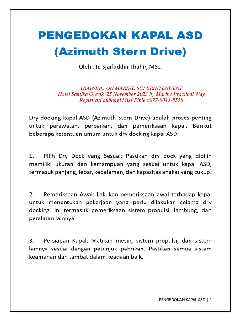 Pengedokan Kapal Asd | PDF