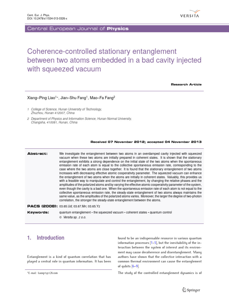 Coherence Controlled Stationary Entanglement Between Two Atoms Embedded ...