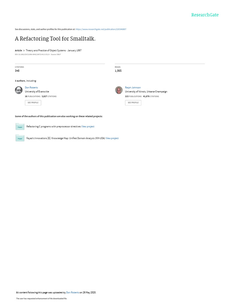 A Refactoring Tool For Smalltalk Pdf Method Computer Programming Class Computer 