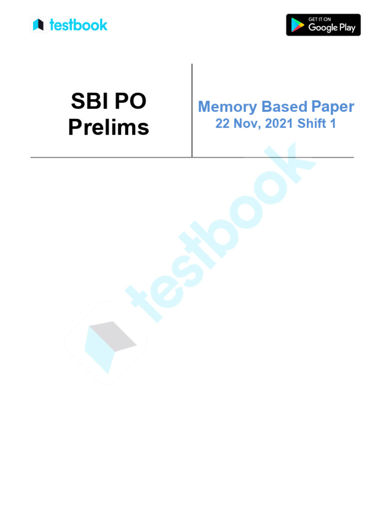 SBI PO Prelims Memory Based Paper (Held On 22 Nov 2021 Shift 1) | PDF ...