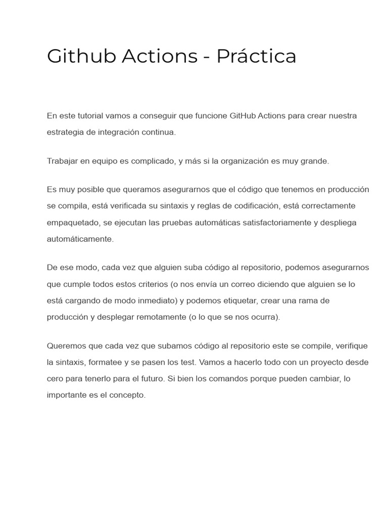 Github Actions - Practica | PDF | Ingeniería Informática | Ciencias de la Computación