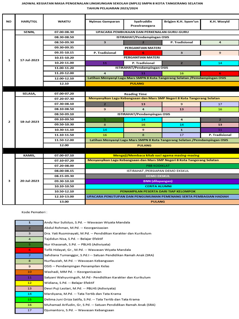 Jadwal MPLS 2023 Revisi | PDF