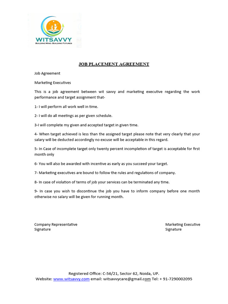 Job Placement Agreement for Executives | PDF