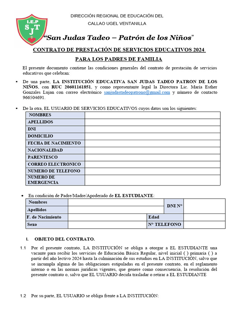 Contrato Padres 2024 | PDF