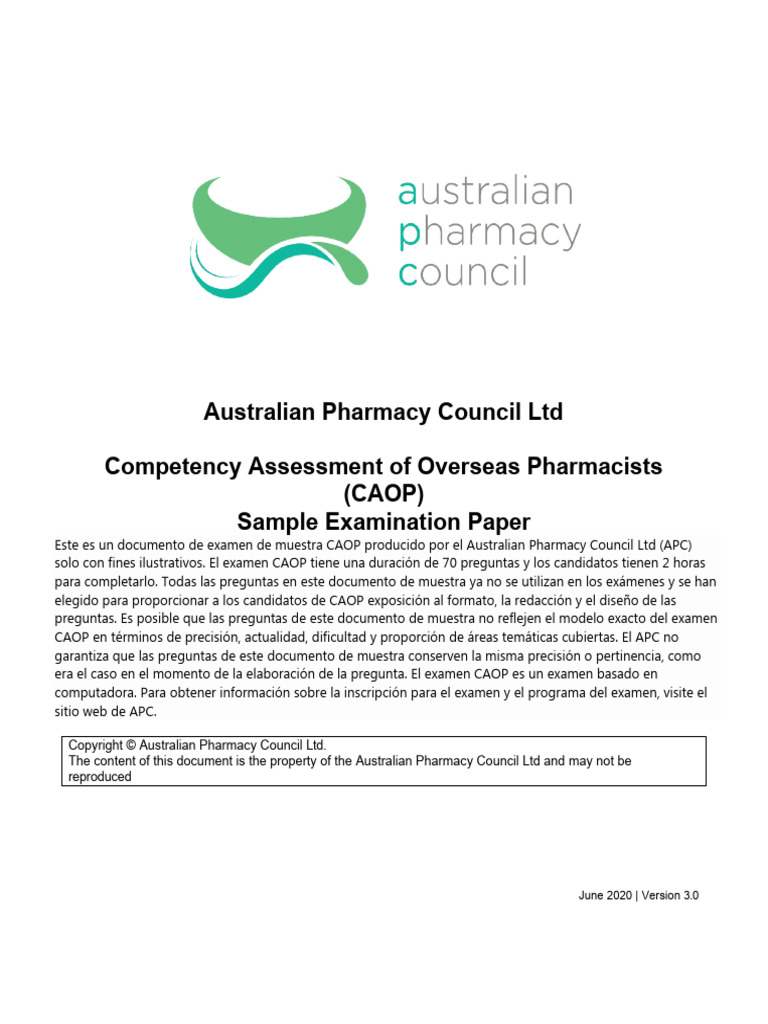 CAOP Exam Sample May 2020 | PDF