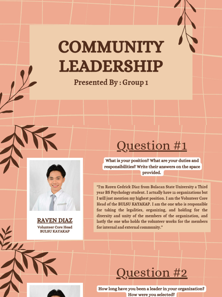 Community Leadership Presentation - Group 1 (Final) | PDF | Business | Psychology