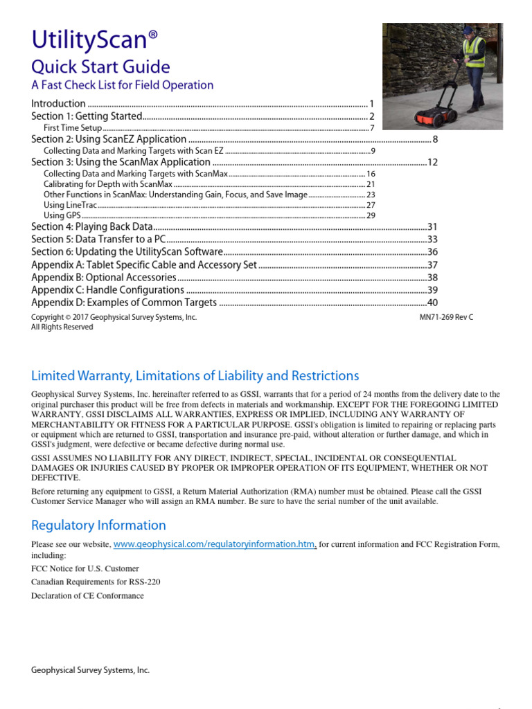 GSSI UtilityScan Quick Start Guide | PDF