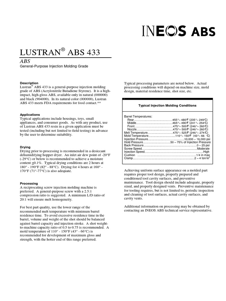 ABS Lustran 433 | PDF | Materials | Building Engineering