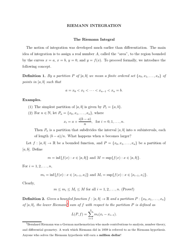 Lecture 16 Riemann Integration | PDF | Integral | Analysis