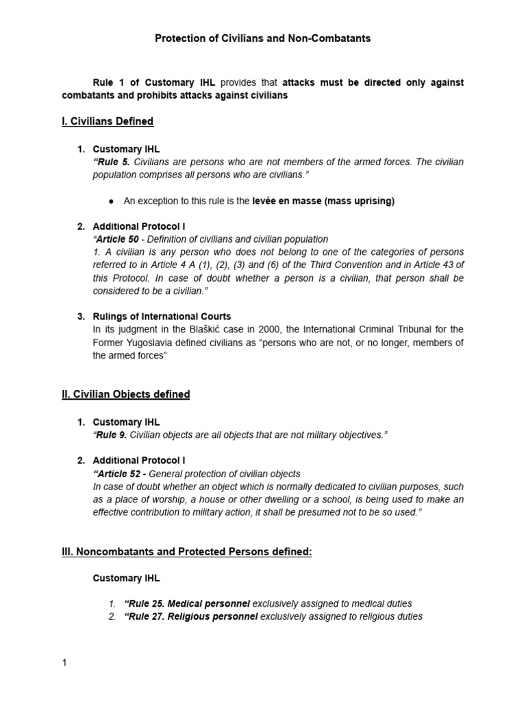 Group 5 Outline Protection of Civilians and Non Combatants | Download ...