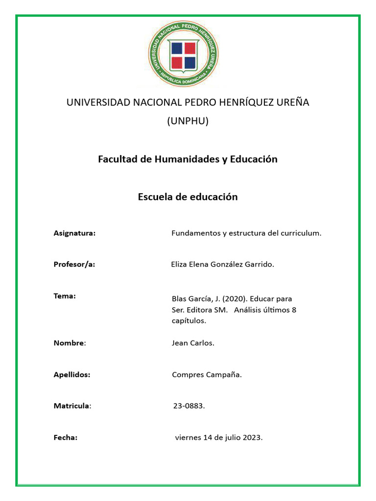 Analis Ultimos 8 Capitulos Libro Educar para Ser | PDF | Aprendizaje | Sicología