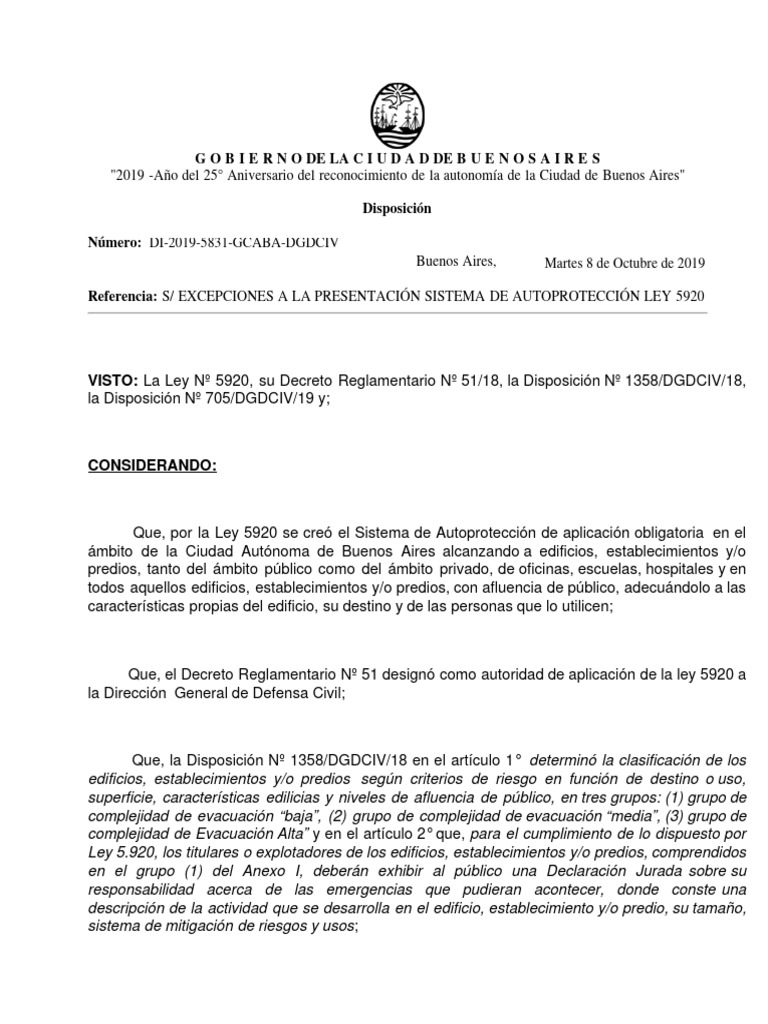 DI-5831-DGDCIV-2019 - Excepcion Hasta 300 Mts | PDF