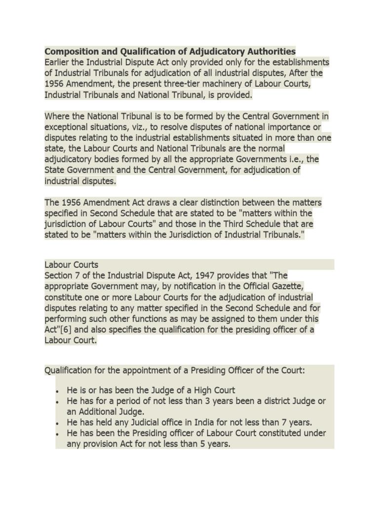 Composition and Qualification of Adjudicatory Authorities | PDF ...