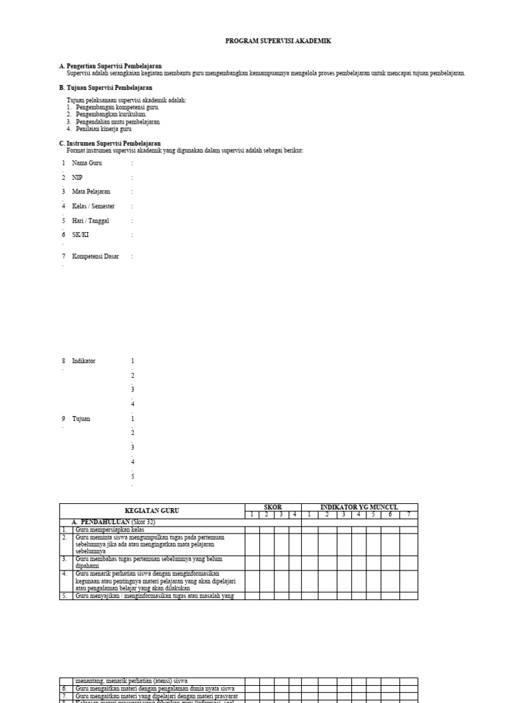 Instrumen Supervisi | PDF