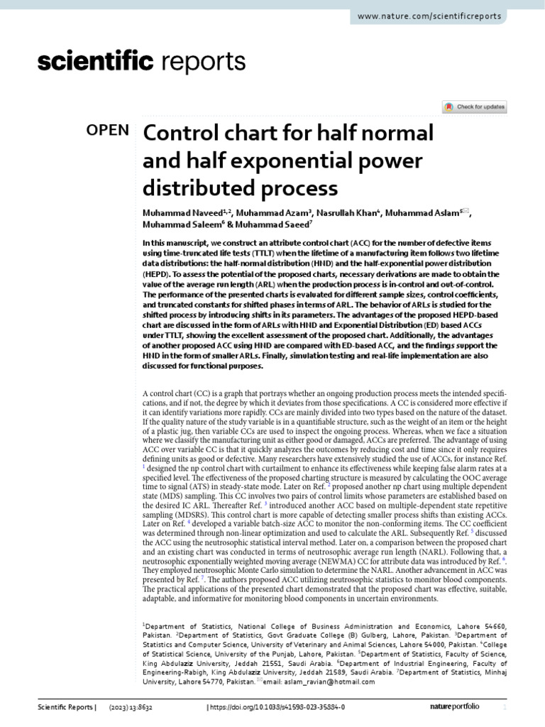 Control Chart For Half Normal and Half Exponential Power Distributed ...