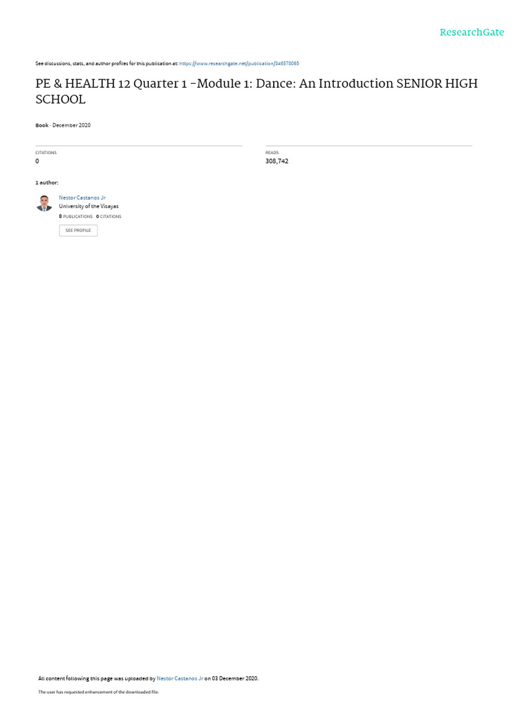 Peh12 q1 Module1 Danceintro v1 | PDF | Physical Fitness | Dances