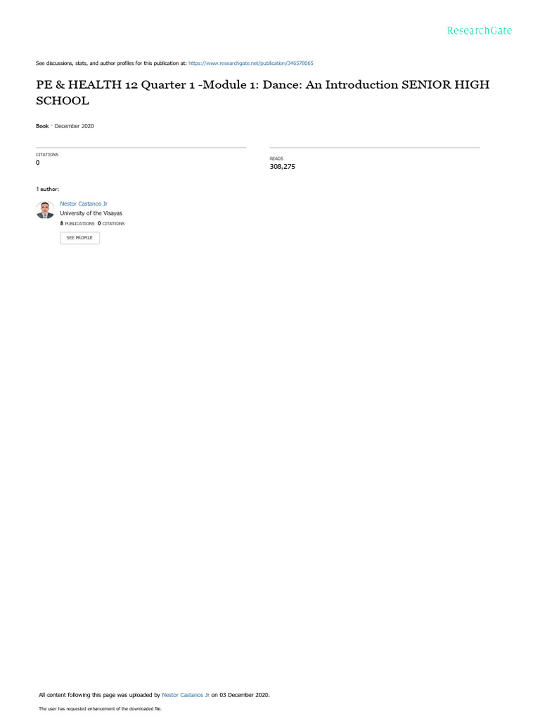 Peh12 q1 Module1 Danceintro v1 | PDF | Physical Fitness | Dances