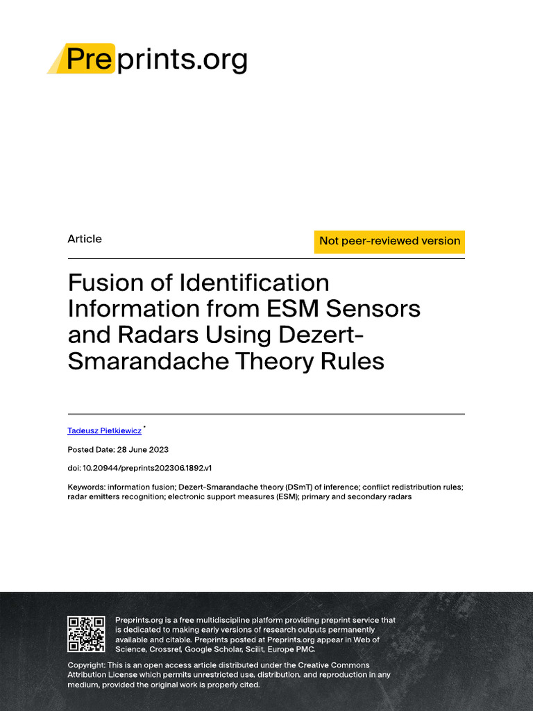 Fusion of Identification Information From ESM Sensors and Radars Using ...
