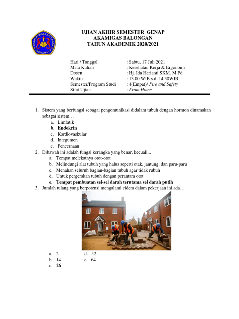 Soal Uas Genap Ergonomi 2 | PDF