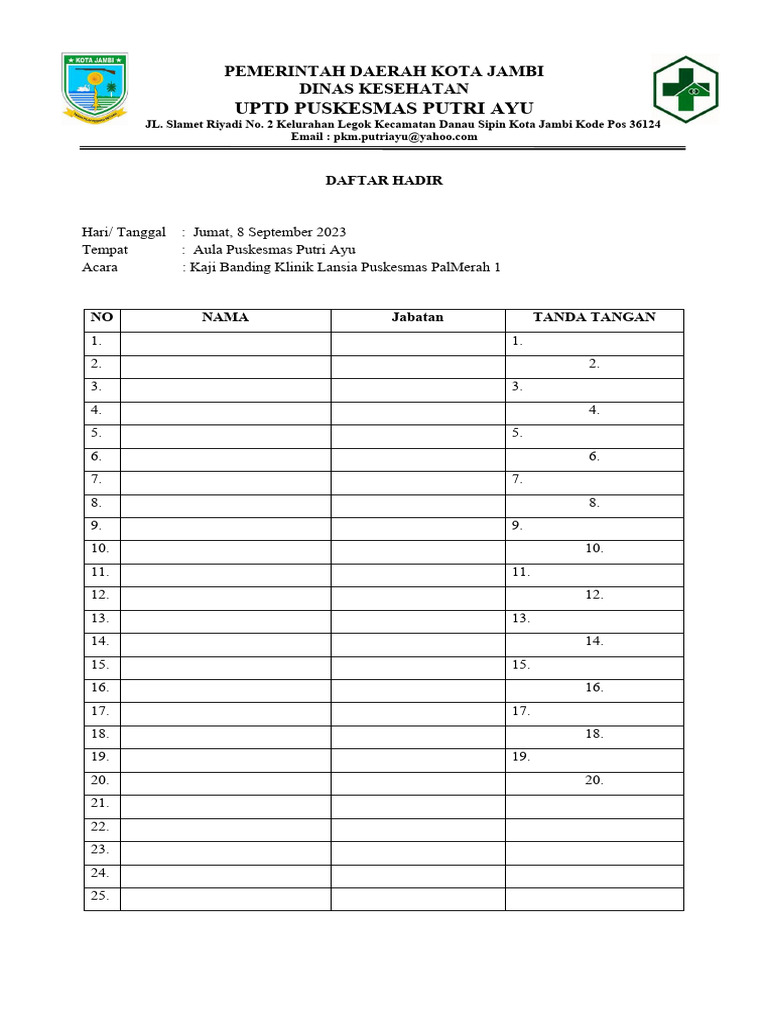 Daftar Hadir PKL | PDF