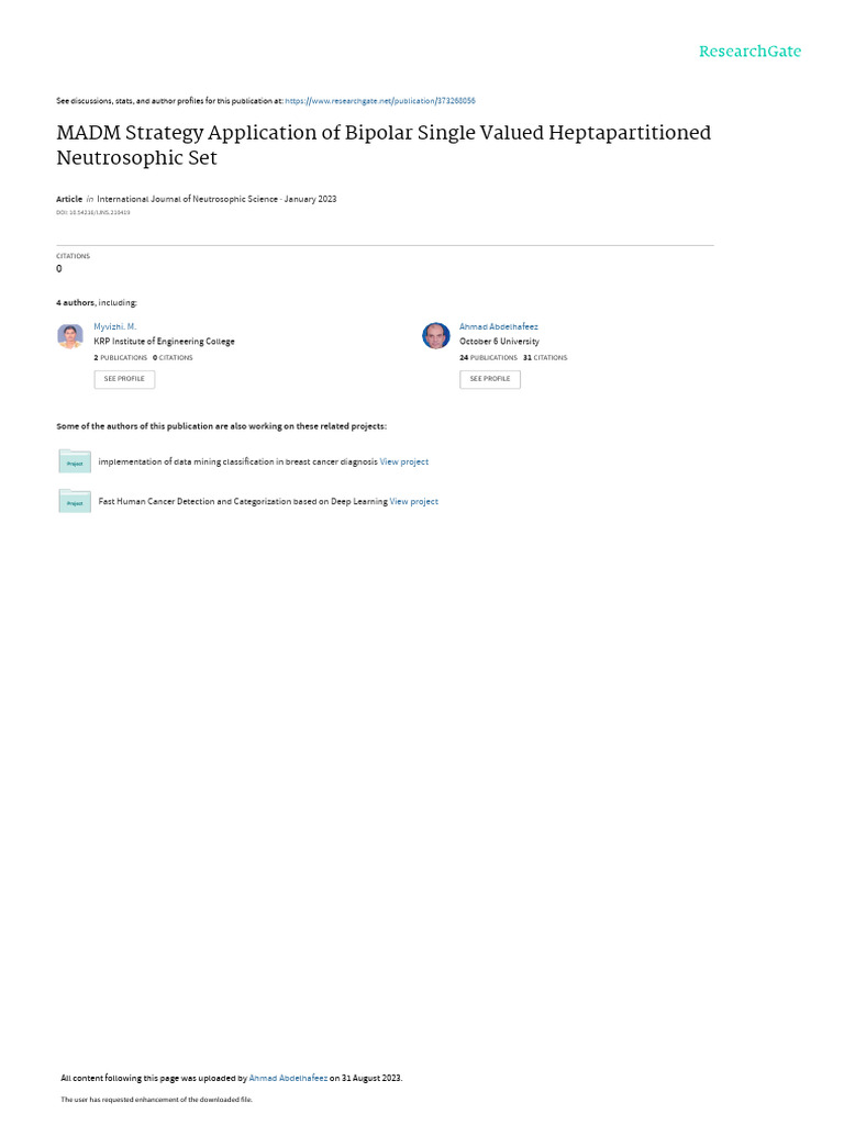 MADM Strategy Application of Bipolar Single Valued Heptapartitioned Neutrosophic Set | PDF ...